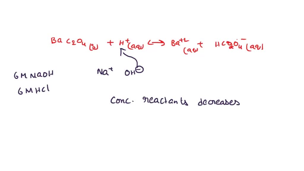 SOLVED: BaC2O4 (s) + H+ (aq) Ba2+ (aq) + HC2O4-(aq) In order to shift ...