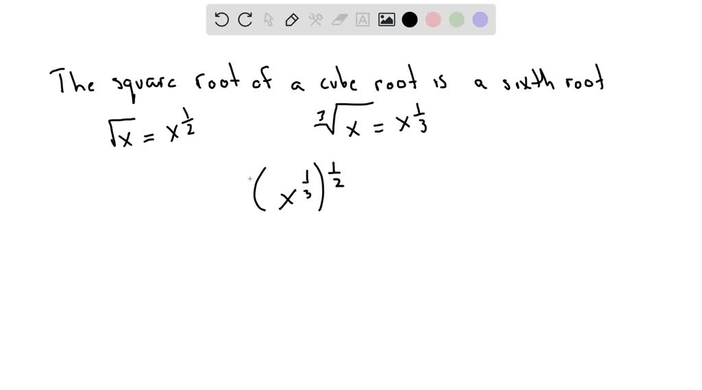 SOLVED: 'Marlene claims that the square root of a cube root is a sixth ...