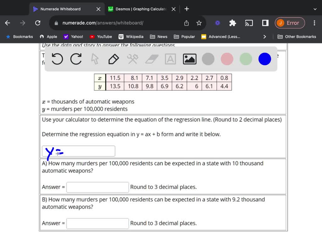 Solved Linear Regression Application Interpolation And Extrapolation Use The Data And Story To 9293