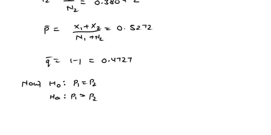 SOLVED: Test and CI for Two Proportions Method p1: proportion where ...