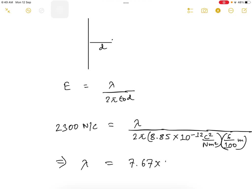 SOLVED: The electric field 6.00 cm from a very long charged wire is ...