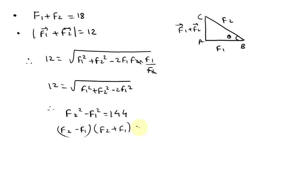 SOLVED: 1: The sum of two forces inclined to each other at an angle is ...