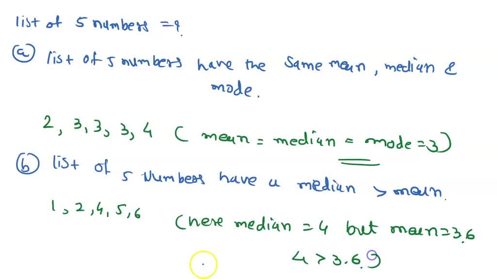 SOLVED 3 Give A List Of 5 Numbers That Meets The Following Criteria