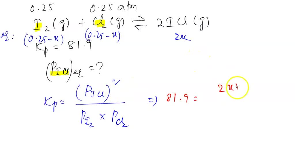 SOLVED: Consider the reaction between iodine gas and chlorine gas to ...