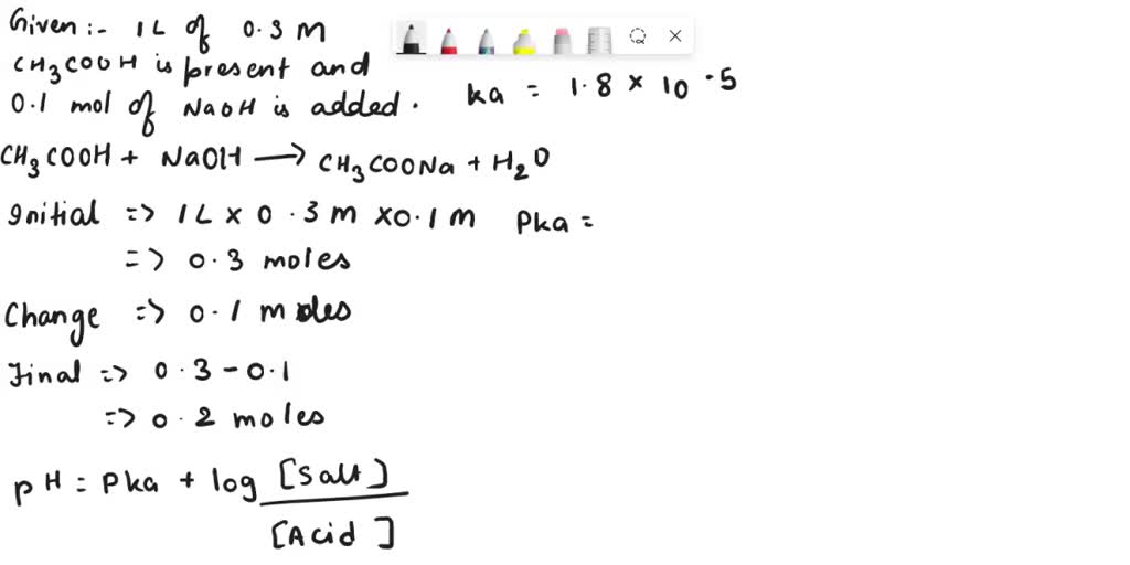 SOLVED: A 1.0 L solution initially contains 0.40 M CH3COOH. Approximate the number of moles of ...