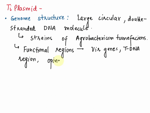 Explain the genome structure of the ti plasmid describe how...