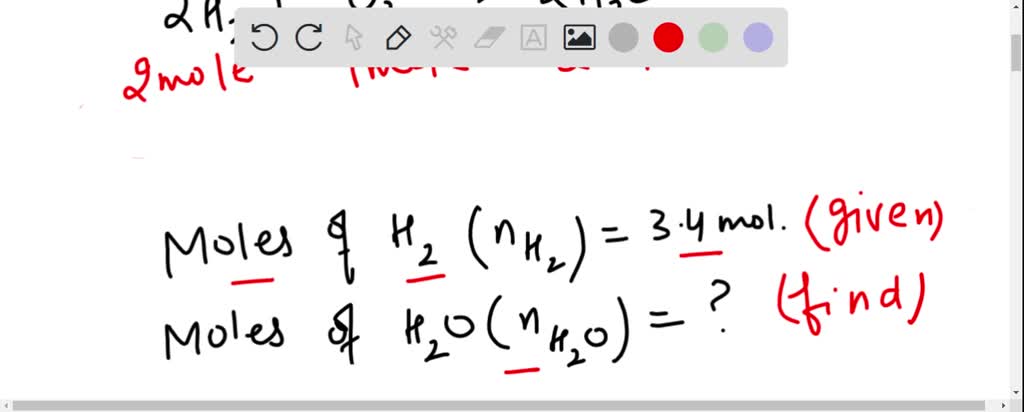 SOLVED: Consider the reaction 2H2 + O2 → 2H2O How many moles of H2O could be produced starting ...