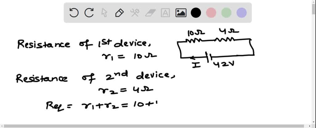 SOLVED: A series circuit contains two devices, one with a resistance of 10 ohms and one with a ...