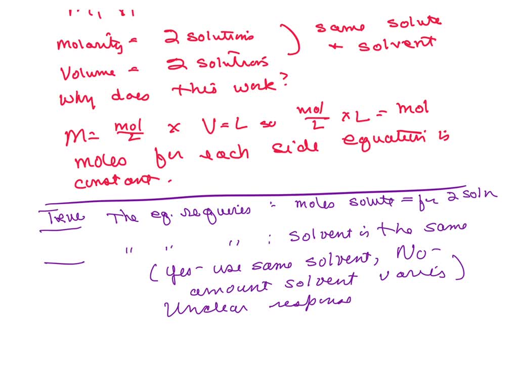 SOLVED: Consider the equation M1 V1=M2 V2 where M represents molarity and V represents volume ...