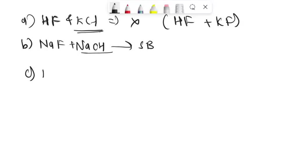 SOLVED: which set of compounds would form a buffer in aqueous solution? Naf and NaOH, HF and KCI ...