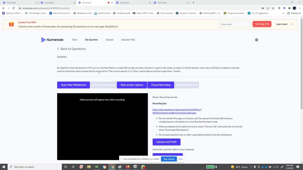 SOLVED: Rx: Zephiran Chloride Solution (17% w/v) q.s. Purified Water ...