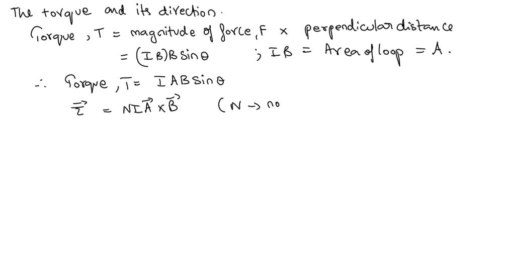 derive an expression for torque acting on a rectangular current carrying loop kept in a uniform ...
