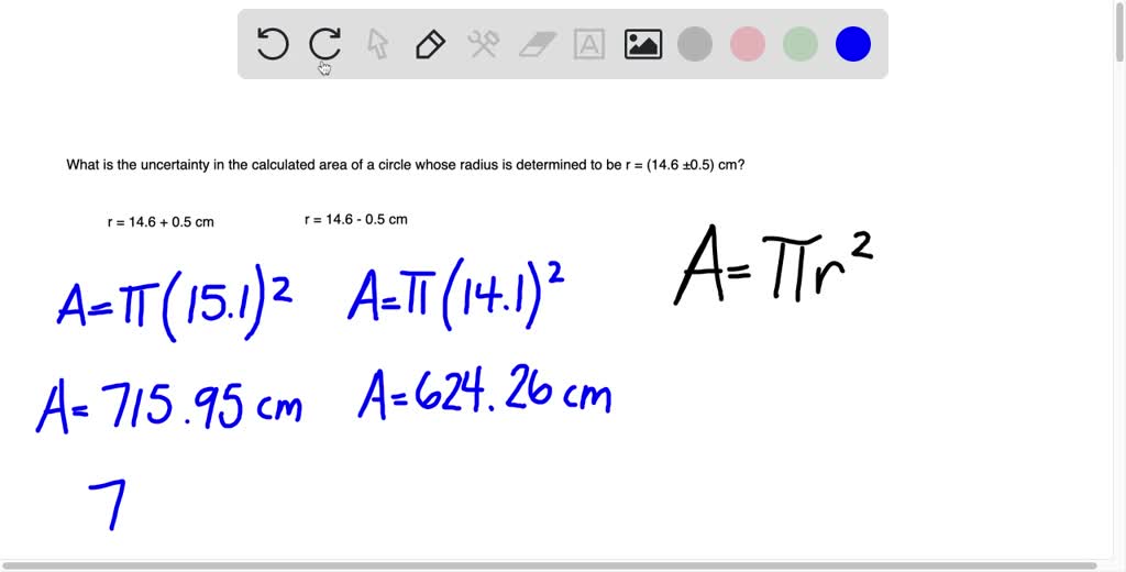 SOLVED: What is the uncertainty in the calculated area of a circle ...