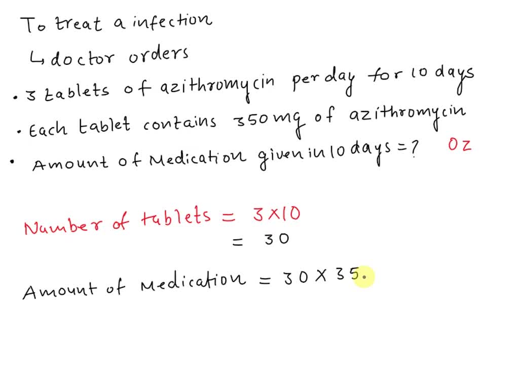 SOLVED: To treat a infection, a doctor orders 3 tablets of azithromycin ...