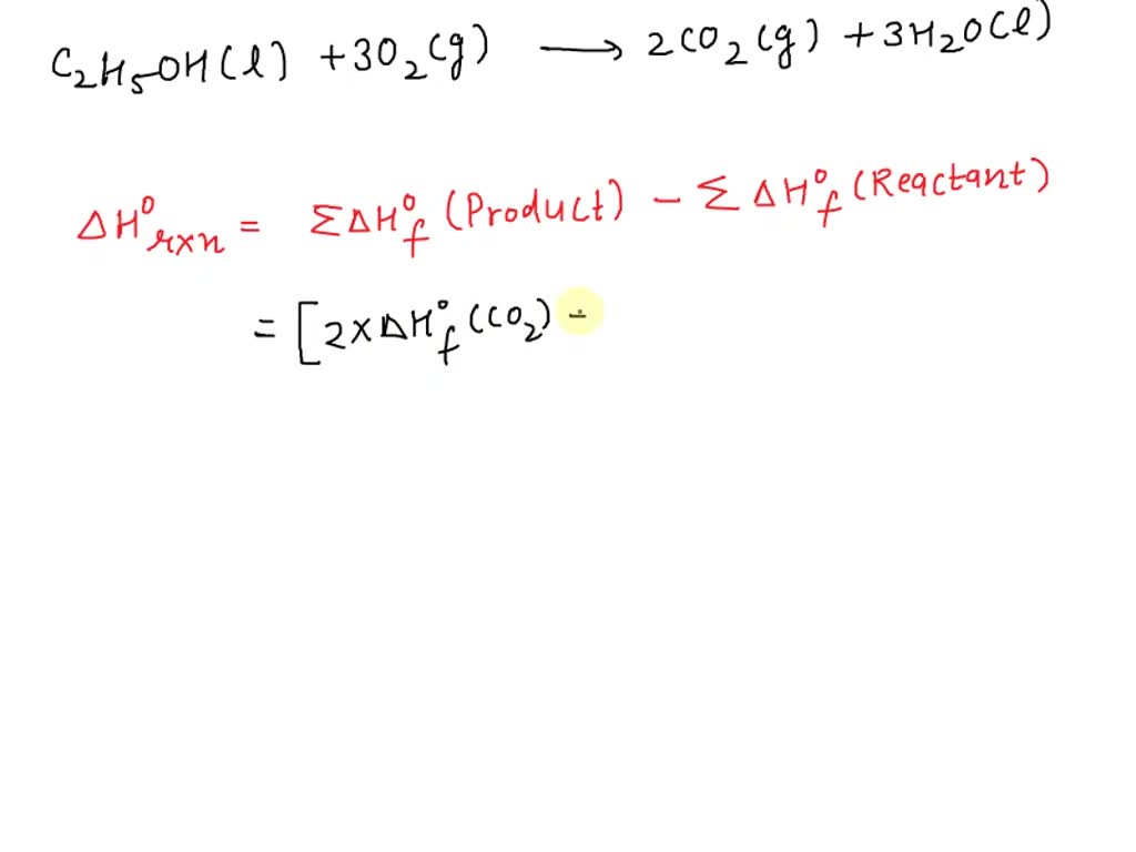 SOLVED: For the following reaction: C2H5OH (l) + O2 (g) â†’ CO2 (g ...