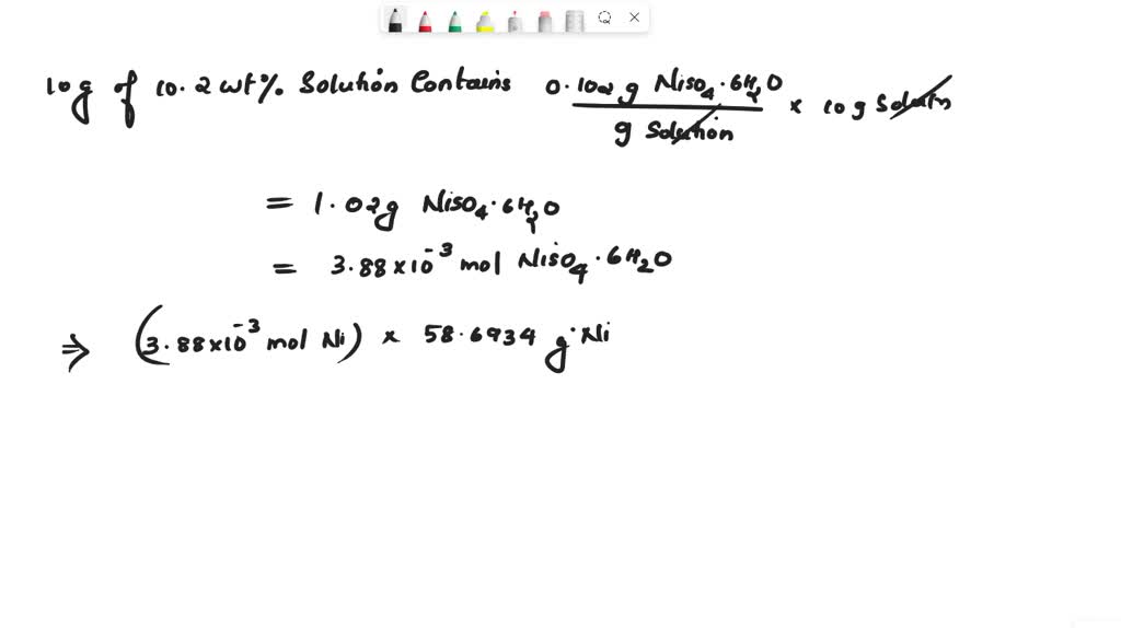 SOLVED: A solution is made by dissolving 24.6 g of nickel(II) sulfate ...