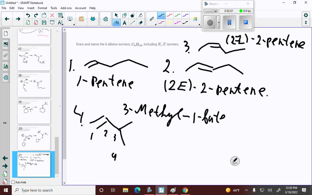 SOLVED: Draw and name the 6 alkene isomers, C5H10, including E, Z isomers.