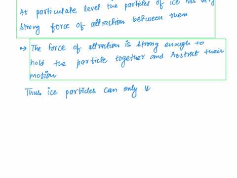 SOLVED:Describe a piece of ice at the particulate level. Then describe ...