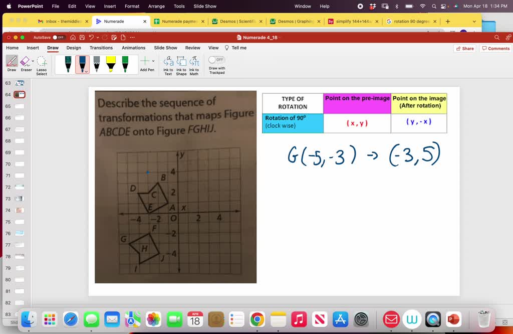 SOLVED: '(a) Using Geometry Vocabulary, describe a sequence of transformations that maps figure ...