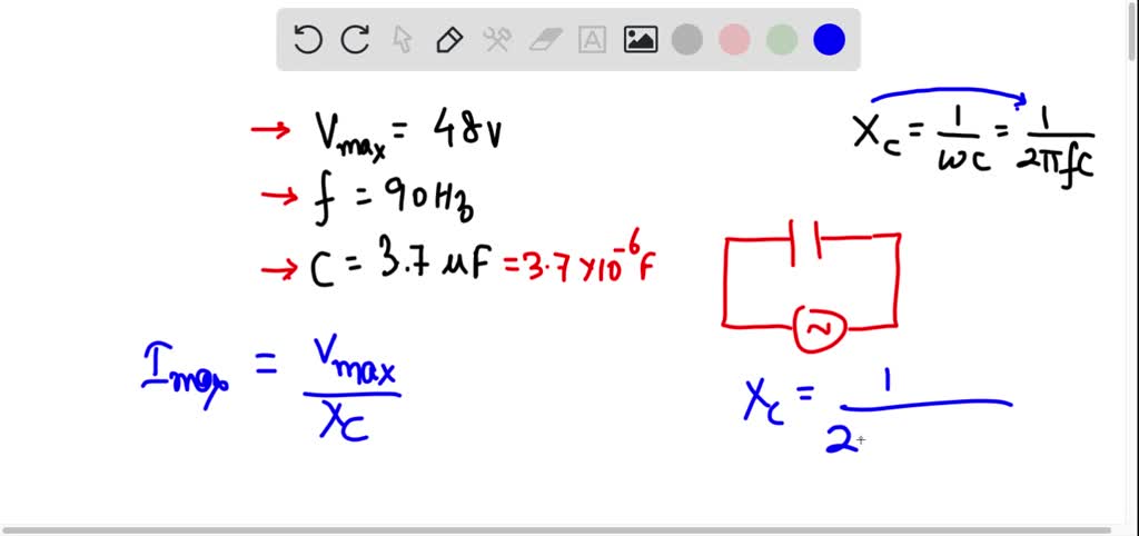 SOLVED: What maximum current is delivered by an AC source with Δ Vmax ...