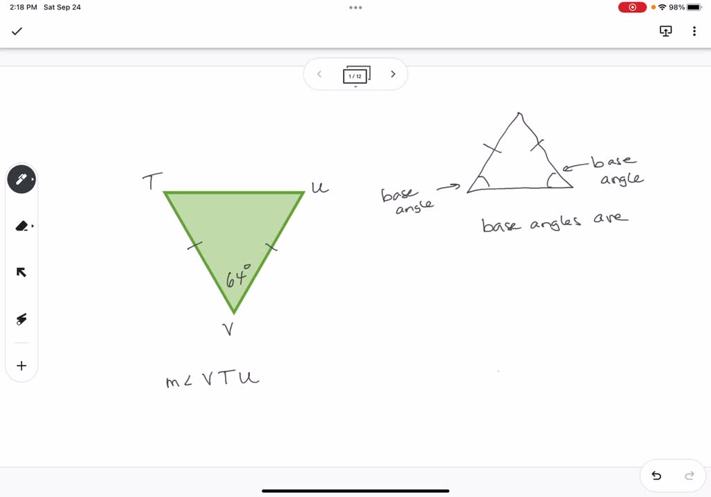 SOLVED: The bunting flags below are all isosceles triangles: Work out the size of angle VTU ...