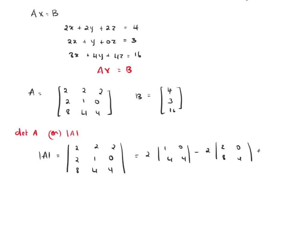 SOLVED: Given the system of equations below, write in matrix form Ax-b ...