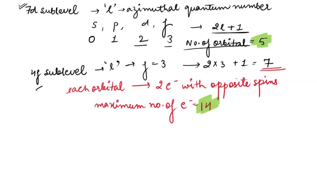 SOLVED: Question 1 How many orbitals are there in a 7d sublevel ...