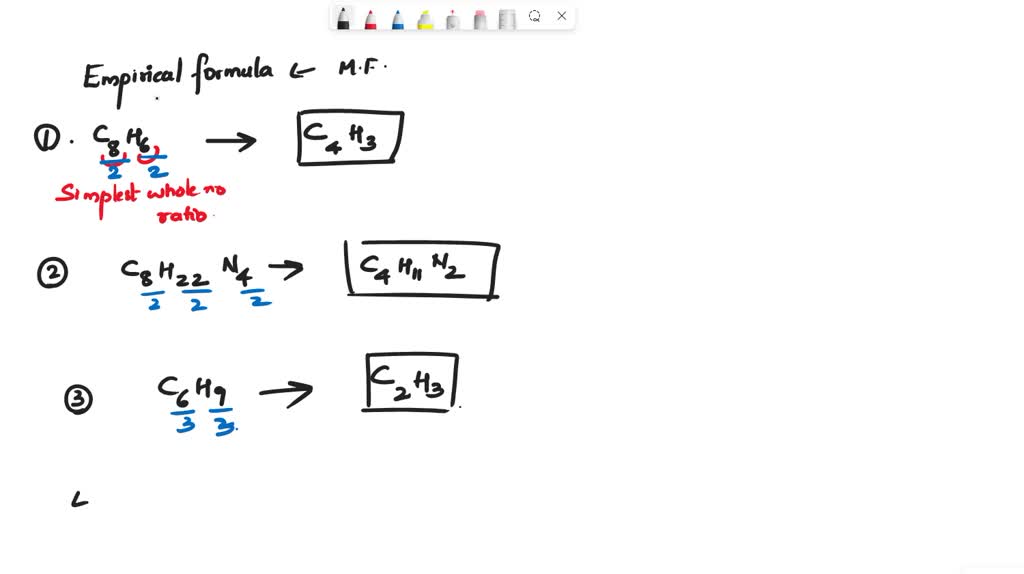 SOLVED: Determine the Empirical Formula from each molecular formula 1 ...