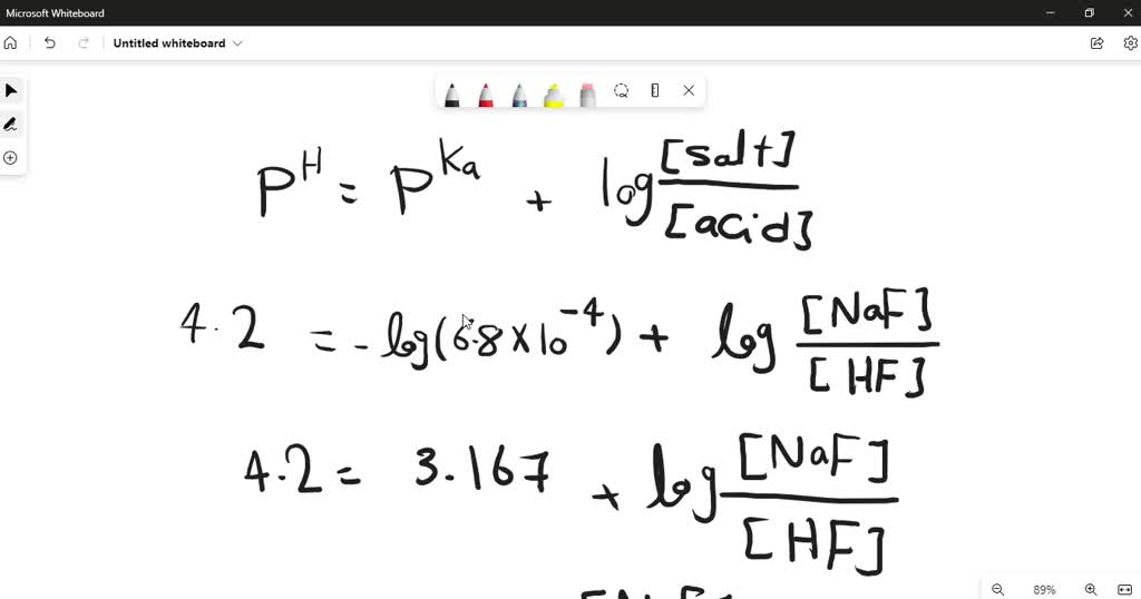 Calculate the molar ratio of NaF to HF required to create a buffer with pH=4.20 . ( Ka(HF)=6.8× ...