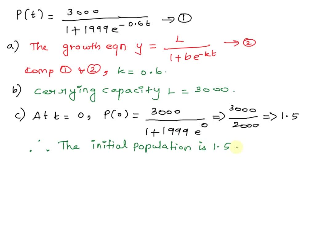 SOLVED: suppose population growth according to logistic equation. dP/dt ...