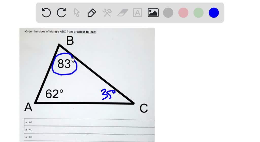 SOLVED: 'Put the size of the angles of this triangle in order from ...