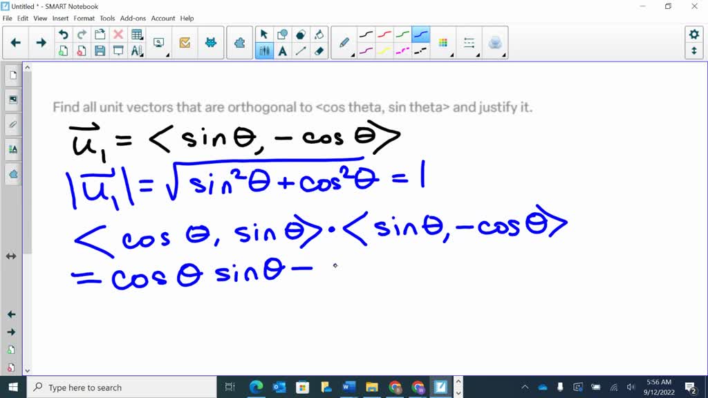 SOLVED: Find all unit vectors that are orthogonal to and justify it.