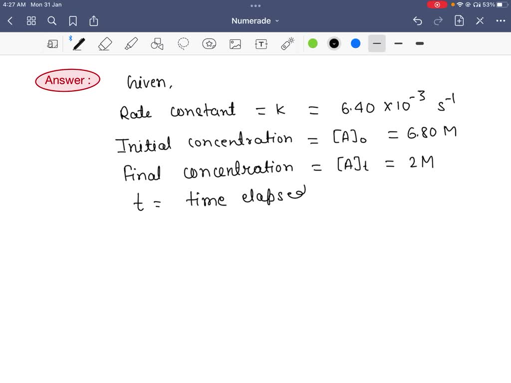 Solved The Decomposition Of Hydrogen Peroxide Follows First Order Reaction Kinetics With A Rate