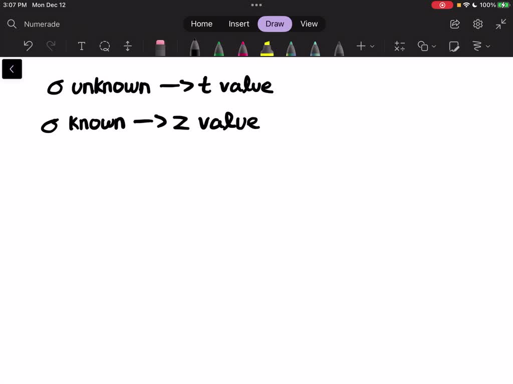 SOLVED: The t-value in a confidence interval for mu when sigma is ...