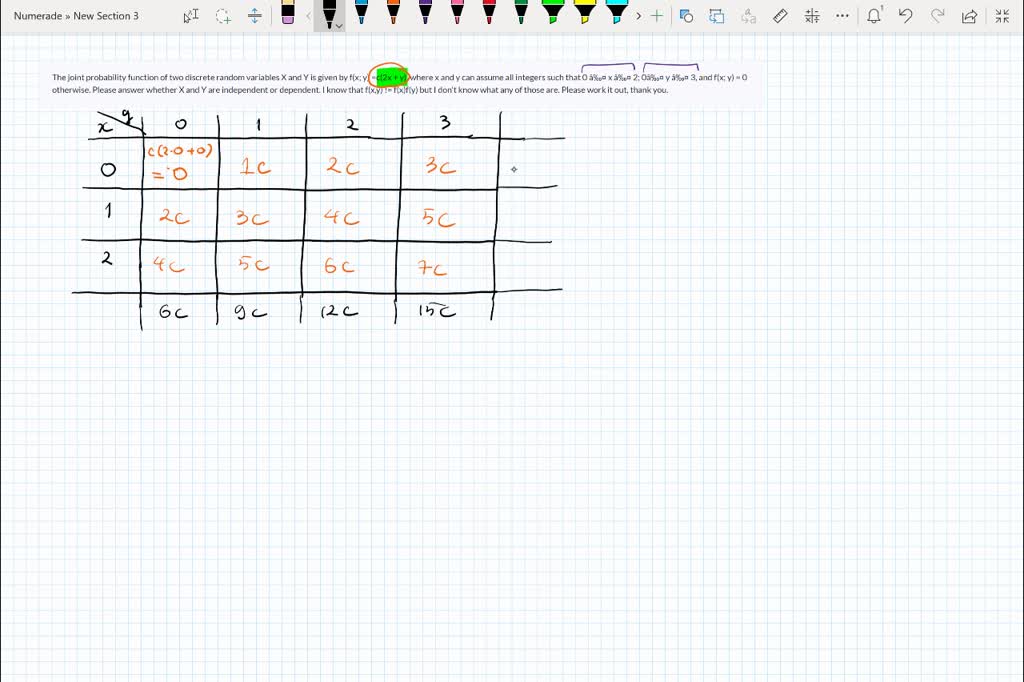 SOLVED: The joint probability function of two discrete random variables ...