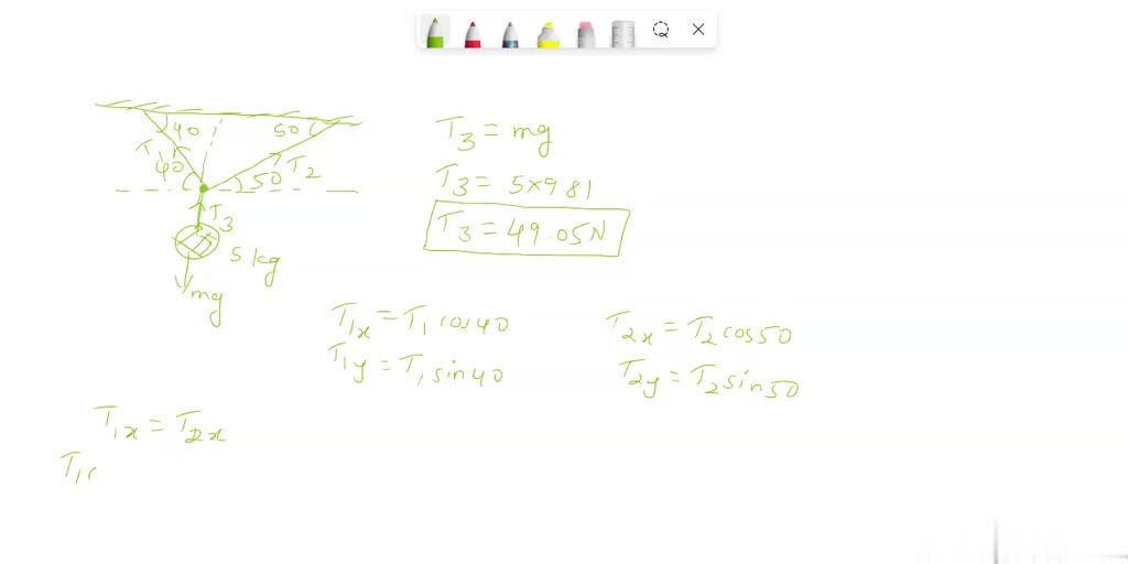 SOLVED: The figure below shows loads hanging from the ceiling of an ...