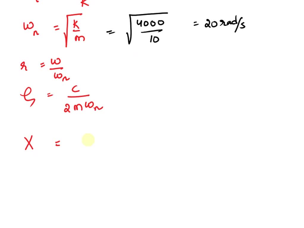 SOLVED: For the spring-mass-damper system shown below, find the ...