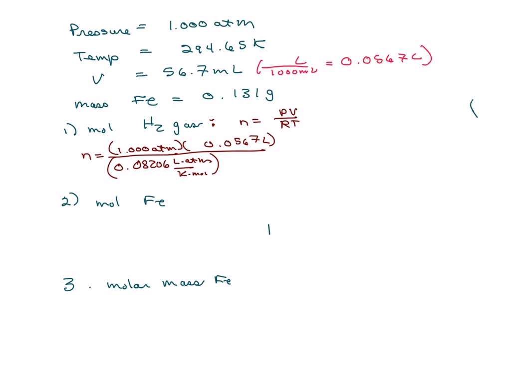 SOLVED: Iron reacts with hydrochloric acid similarly to magnesium to ...