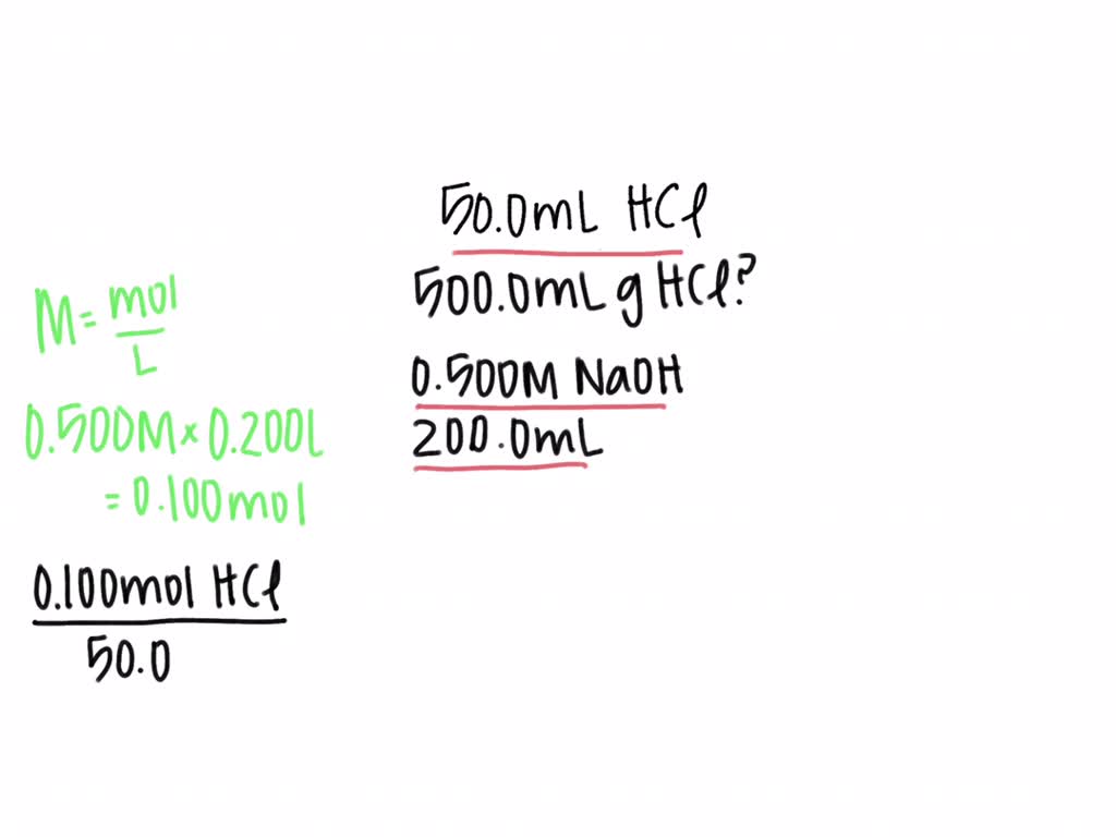 SOLVED: During a titration the following data were collected. A 50.0 mL portion of an HCl ...