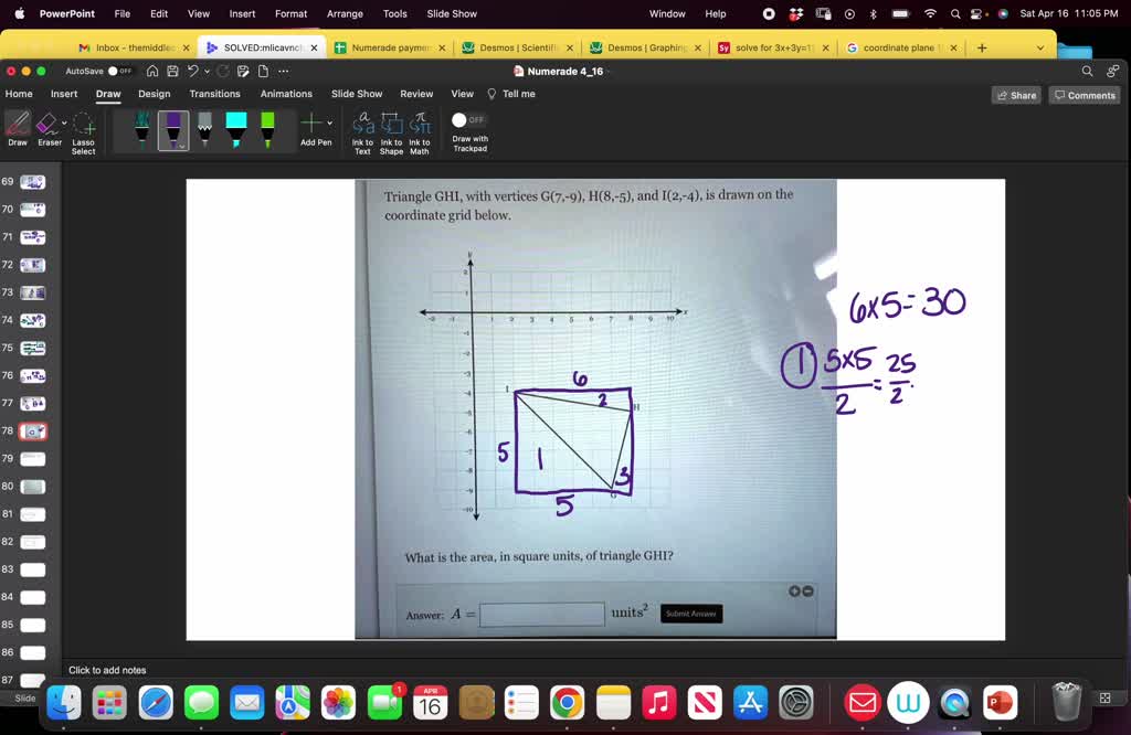SOLVED: Triangle GHI, with vertices G(7,-9), H(8,-5), and I(2,-4), is ...