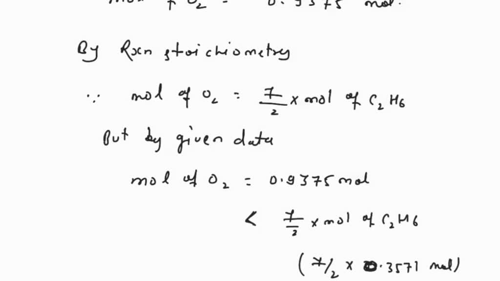 SOLVED: If 8 L of ethane (C2H6) and 21 L of oxygen react to completion ...
