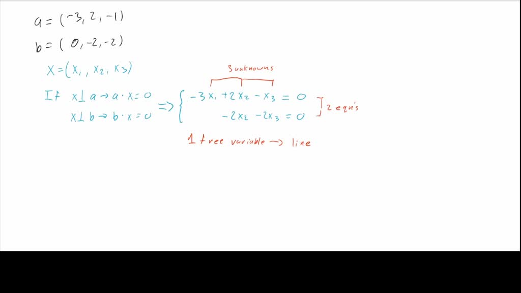 SOLVED: (a) Find a homogeneous linear system of two equations in three ...