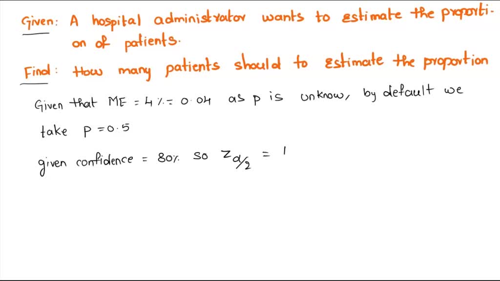 SOLVED: A hospital administrator wants to estimate the proportion of ...