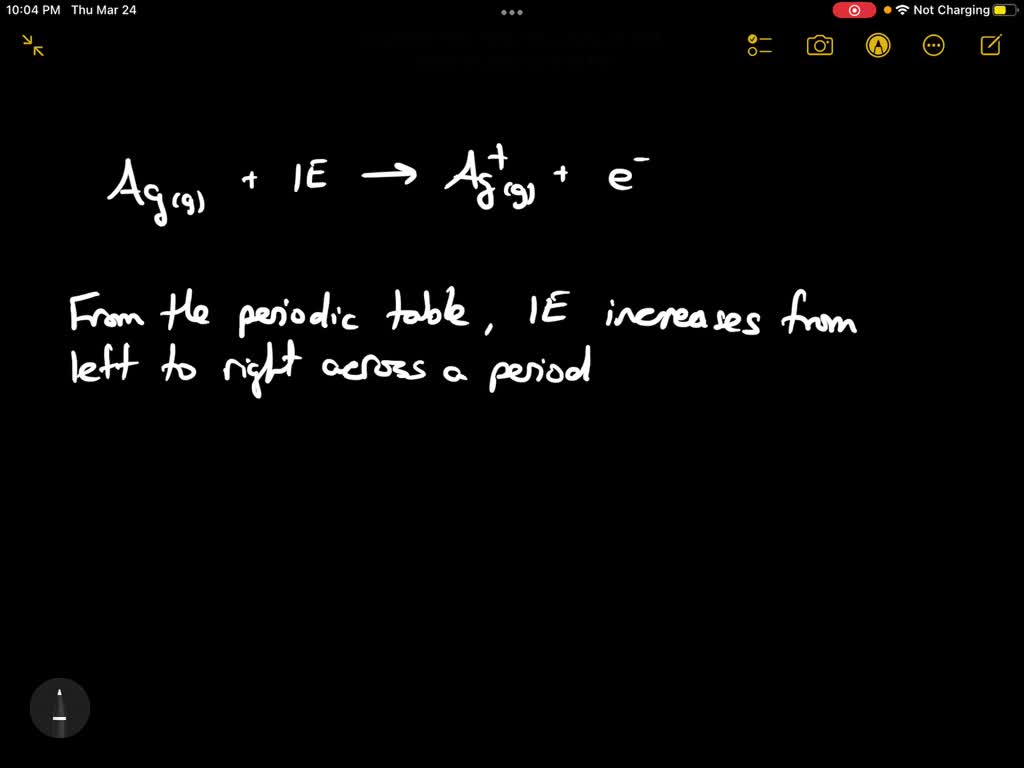 SOLVED: Write the equation for the first ionization energy of silver ...