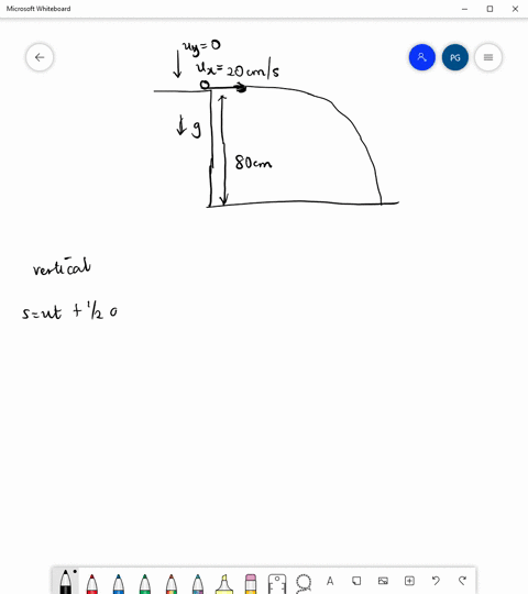 A marble, rolling with speed 20 cm / s, rolls off the edge of a table ...