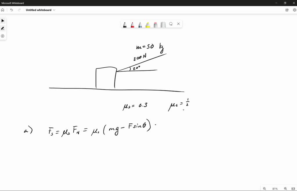 SOLVED: A 50.0 kg box is initially at rest on a horizontal surface. A pulling force of 200 N is ...