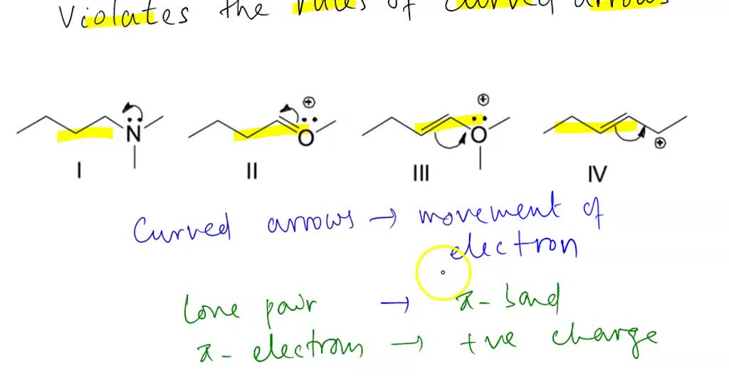 SOLVED: Which of the following violates the rules for curved arrows? IV ...