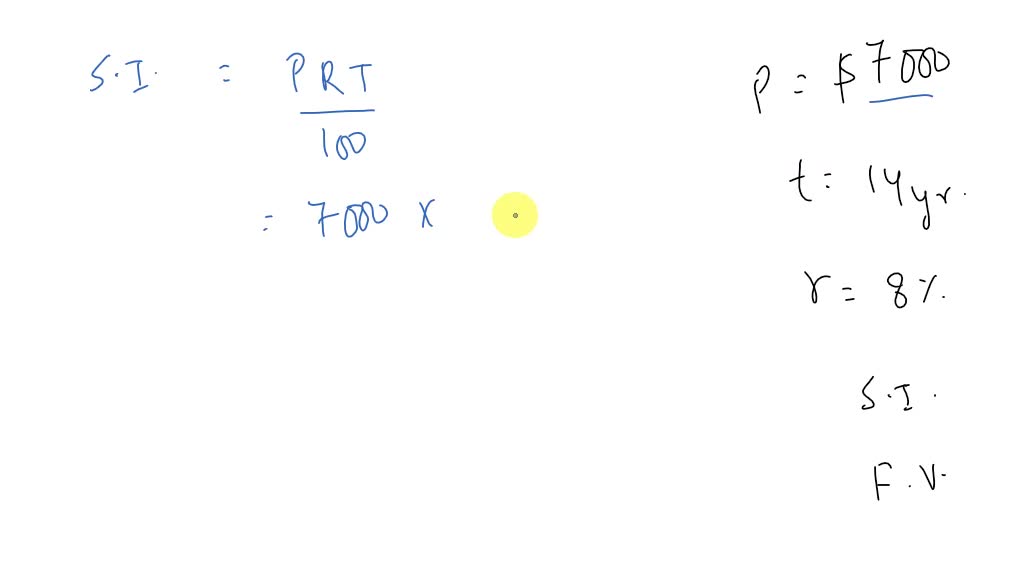 SOLVED: Compute the simple interest INT for the specified length of time and the future value FV ...