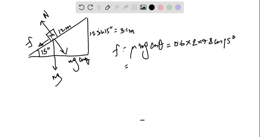 SOLVED: A box with with a mass m = 2kg is being pushed up a ramp by an ...
