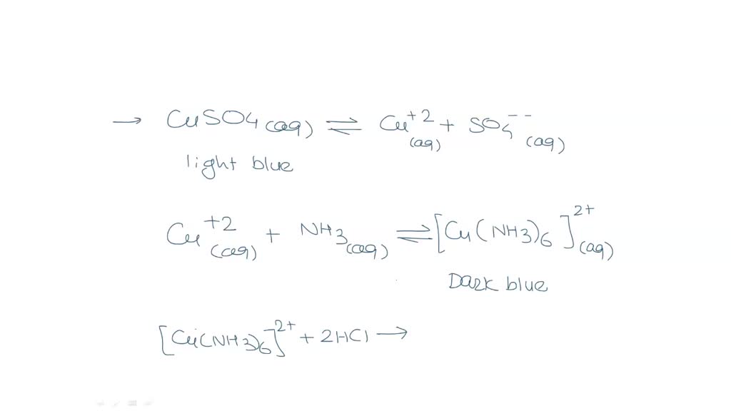 SOLVED: Complex Ion equilibria Place 1 mL of 0.1 M CuSO4 solution into ...